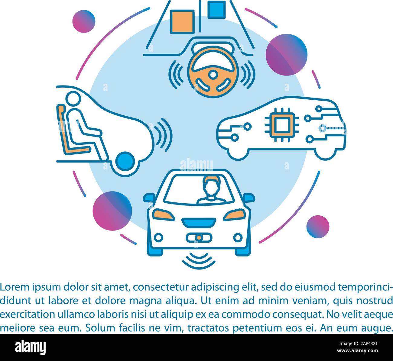 Self-driving car article page vector template. Driverless auto. Robotic ...
