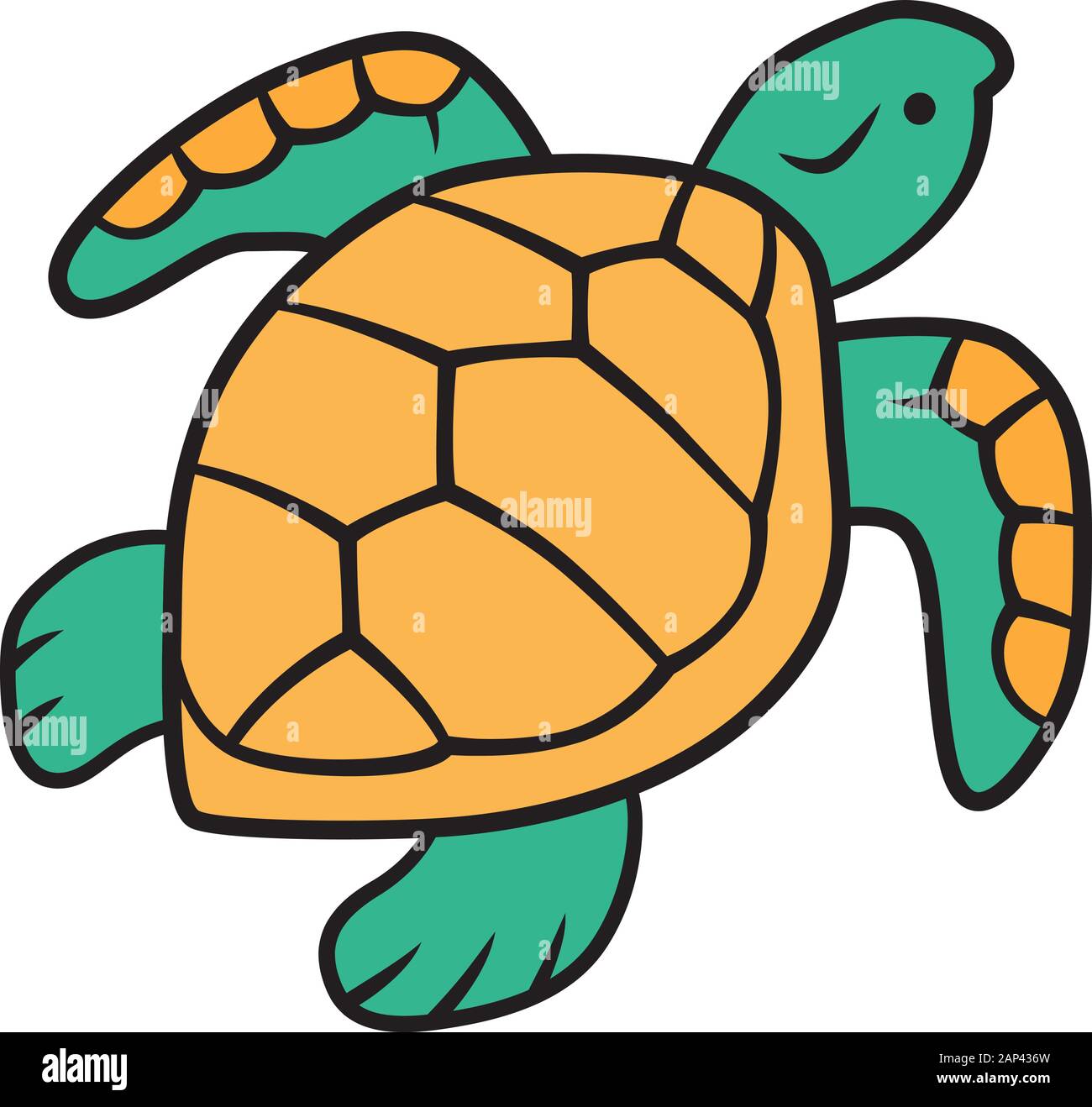 Turtle yellow color icon. Slow moving reptile with scaly shell ...