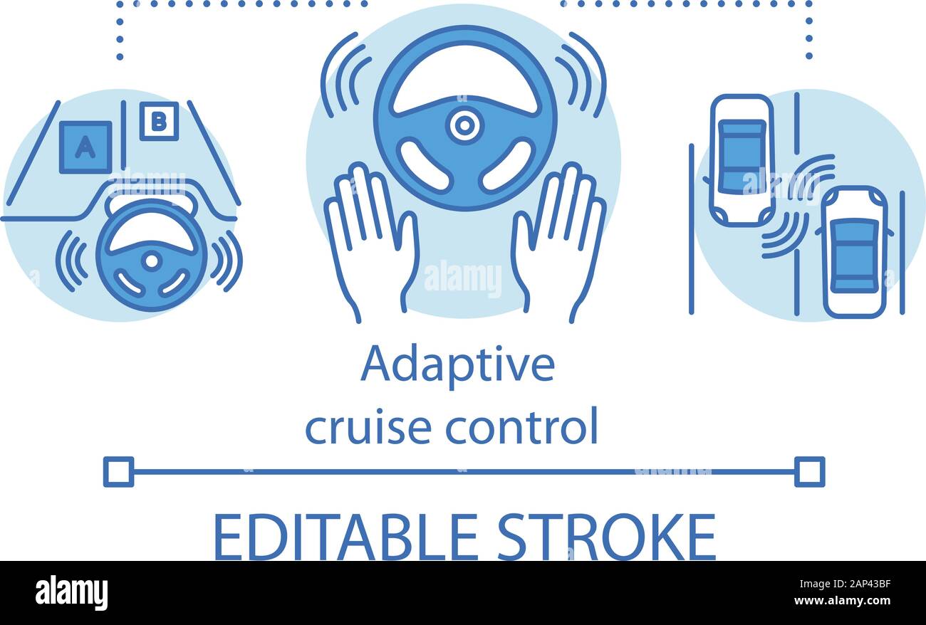 Adaptive cruise control concept icon. Automatically adjust speed and ...