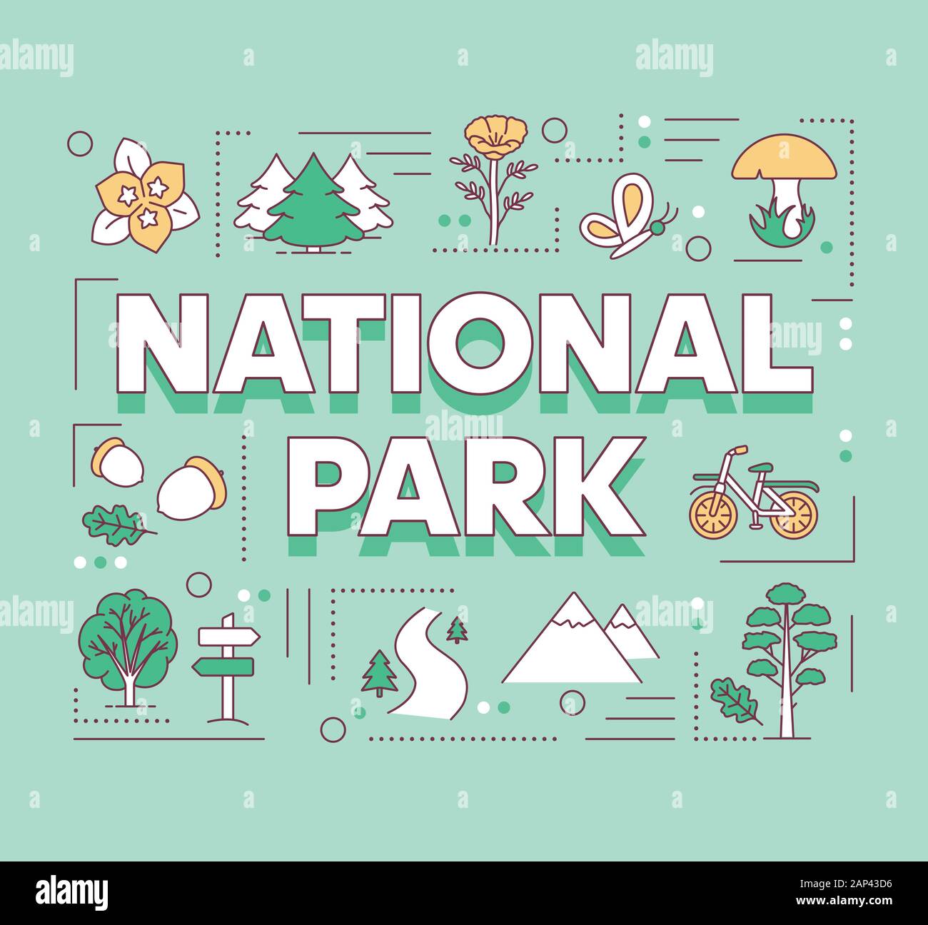 National park word concepts banner. Forest reserve. Natural foliage ...