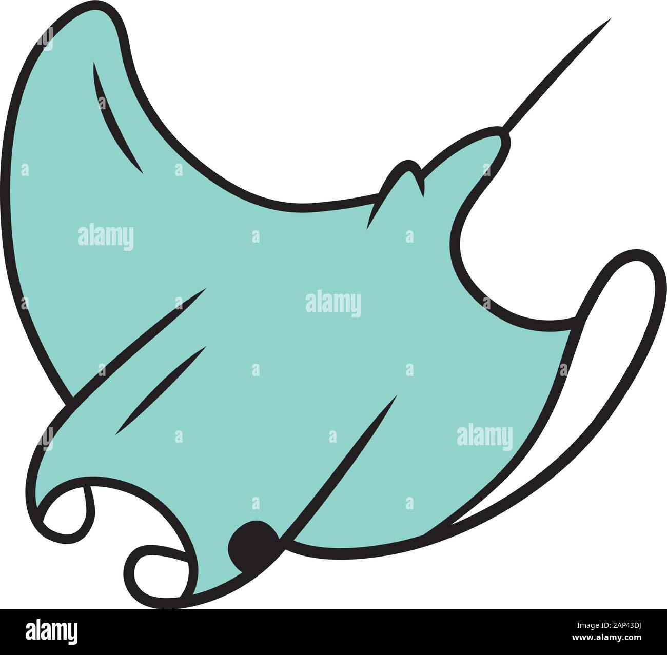 Skate blue color icon. Swimming stingray. Oceanarium animal. Electric ...