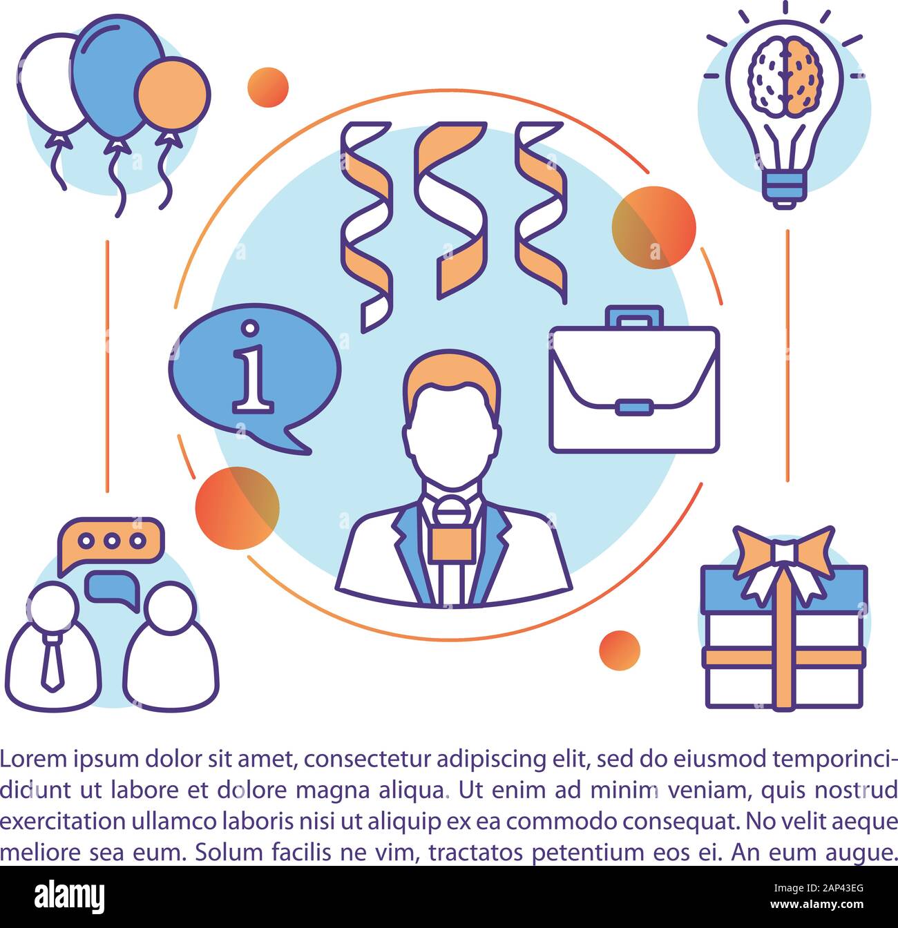 Corporate party article page vector template. Business event, company ...