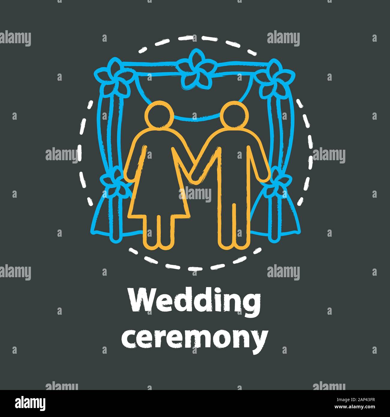 Wedding ceremony chalk concept icon. Engagement, marriage celebration ...