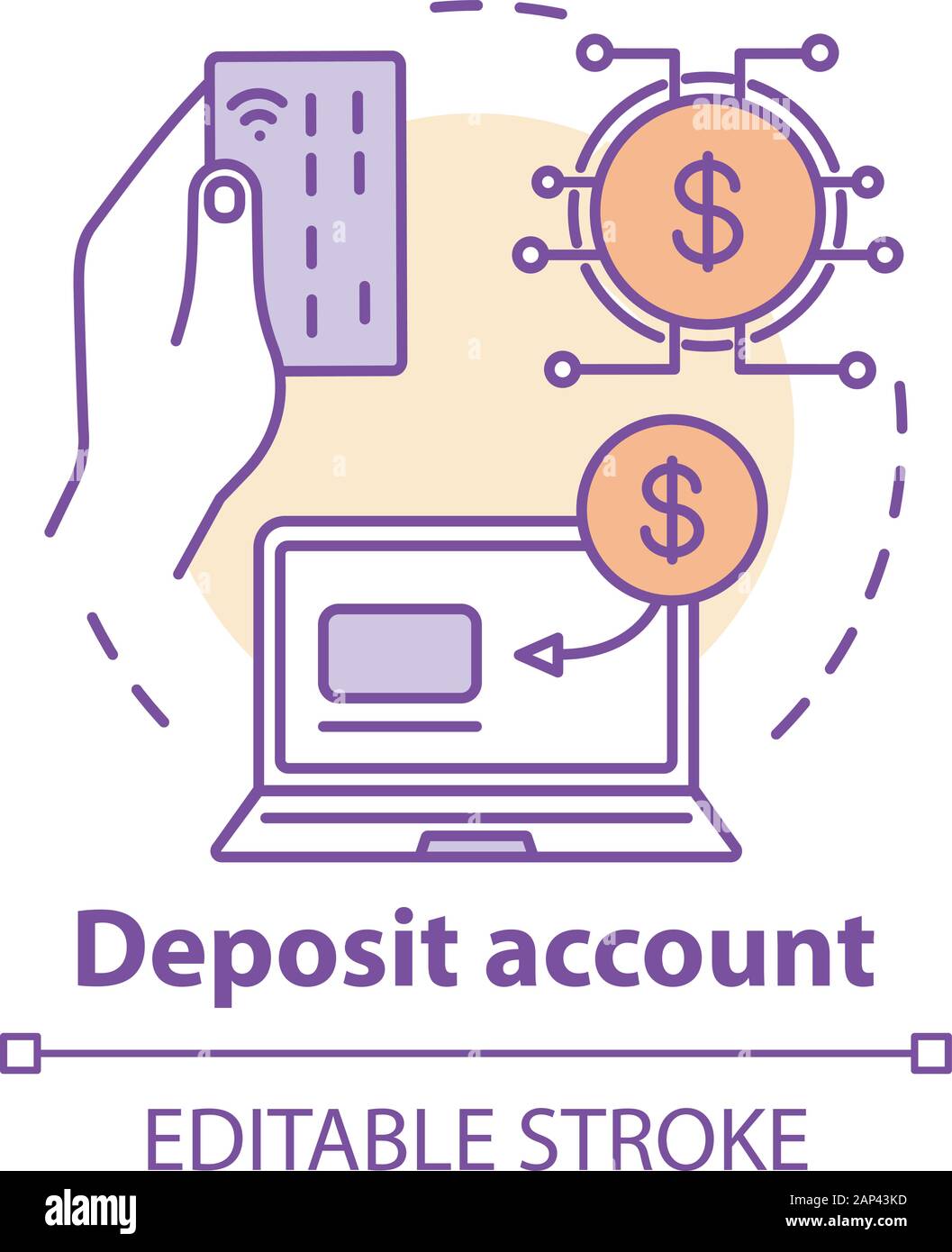 Cashless management line icon Cut Out Stock Images & Pictures - Alamy