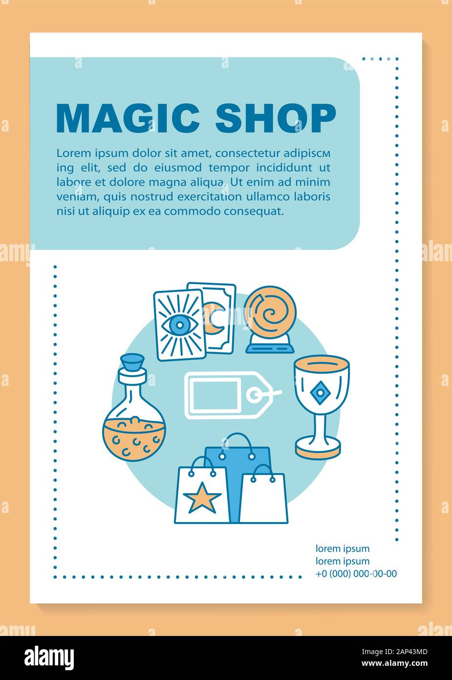 Magic shop poster template layout. Esoteric store goods. Banner ...