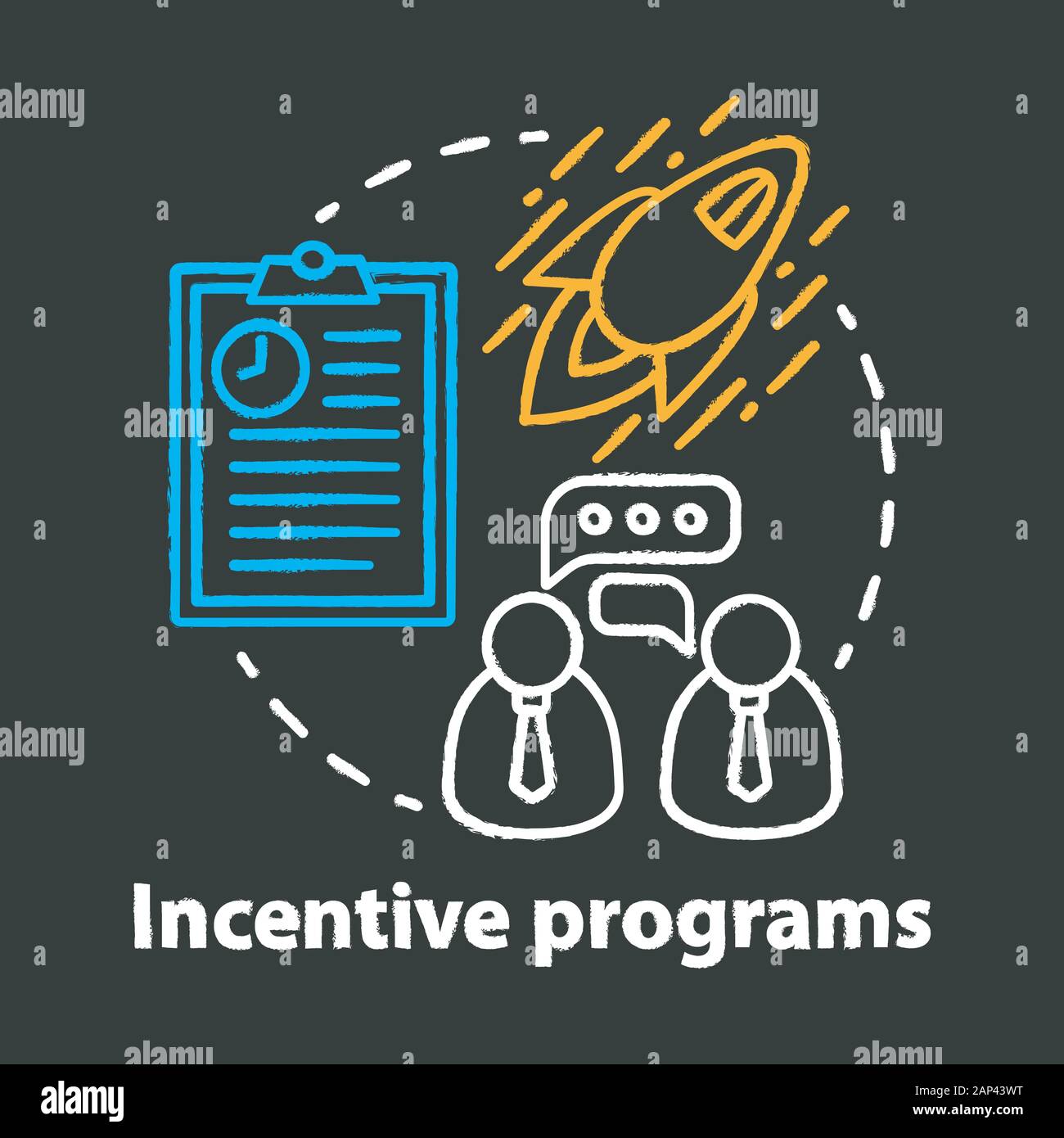 Incentive programs chalk concept icon. Product, startup launch ...