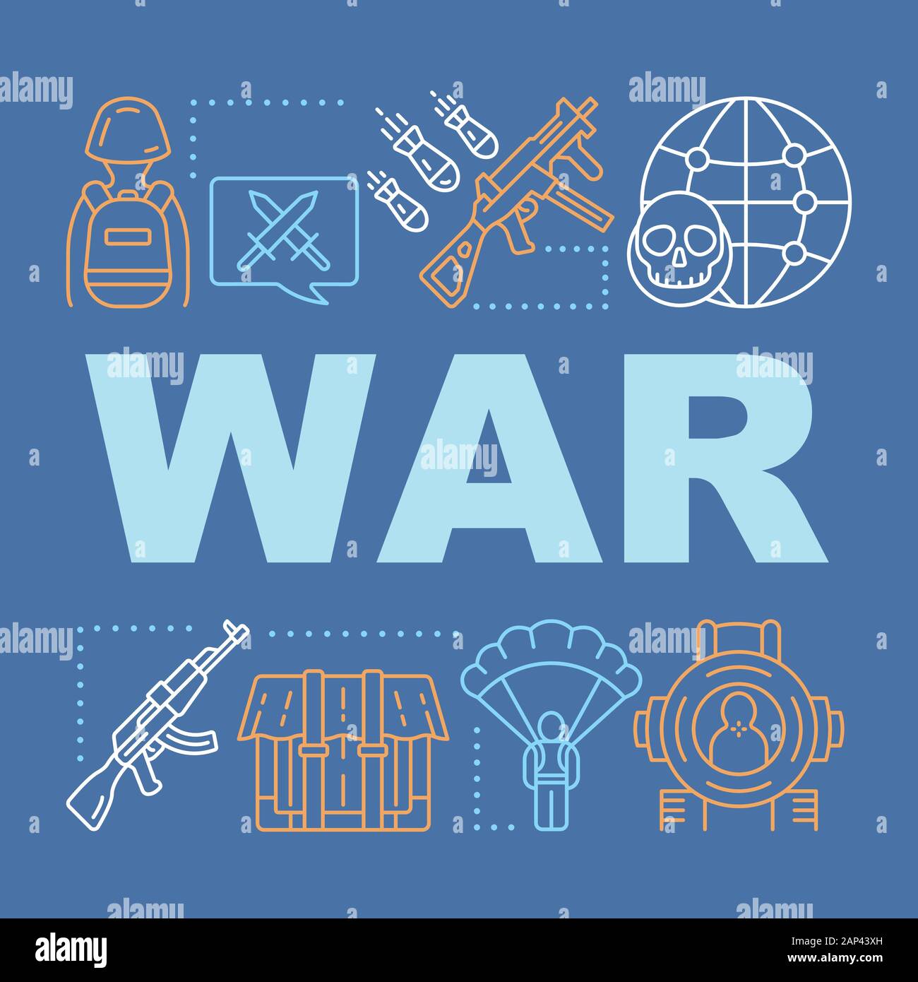 War word concepts banner. Military action, terrorist attacks, warfare ...