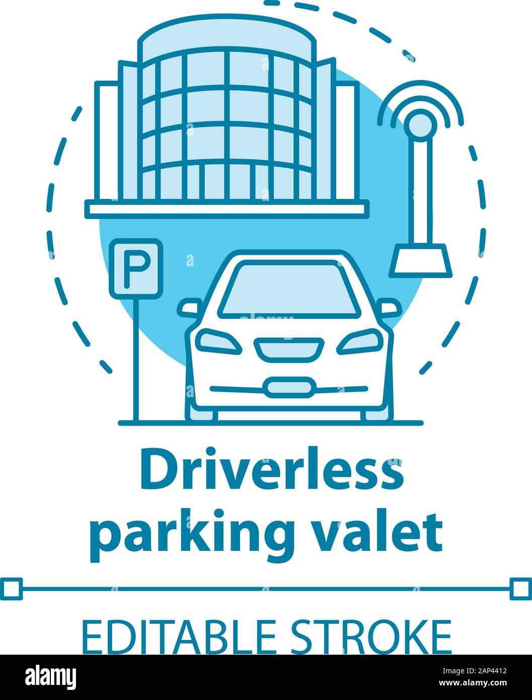 Driverless parking valet concept icon. Smart parking technology. City ...