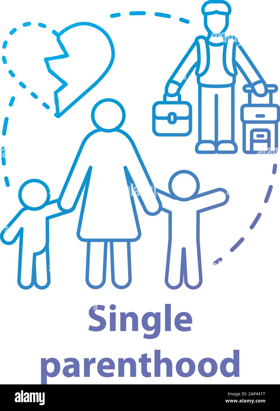 Single parenthood concept icon. Marital disputes & divorce idea thin ...