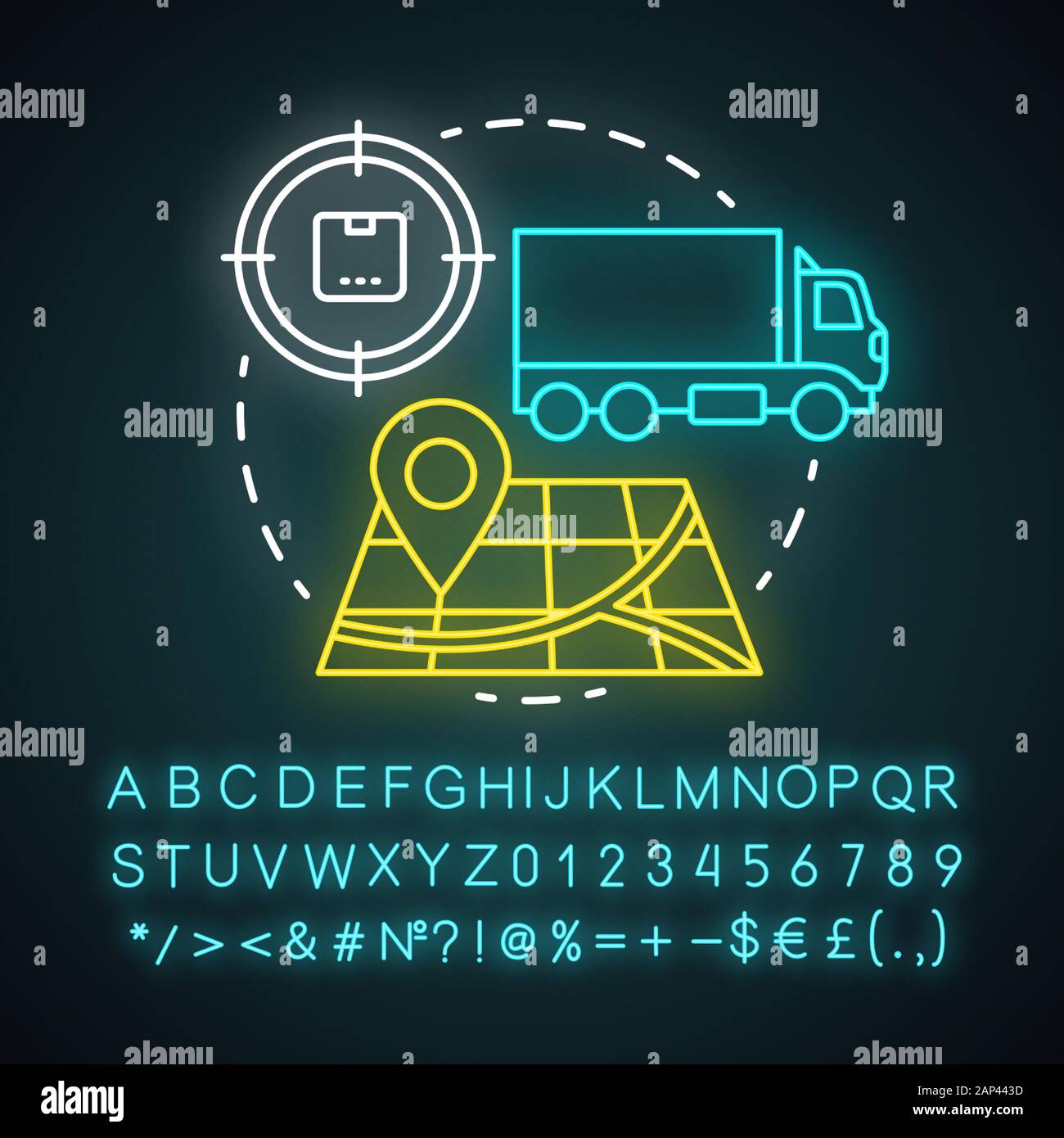 Transportation coordination neon light concept icon. Logistics and ...