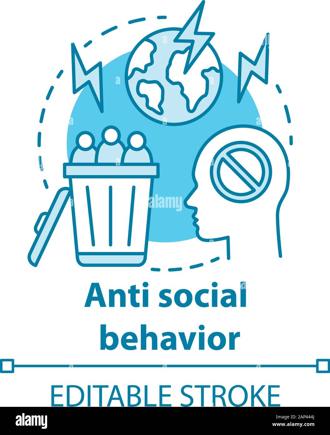 Anti social behavior concept icon. Antisocial behaviour. Crimes against ...