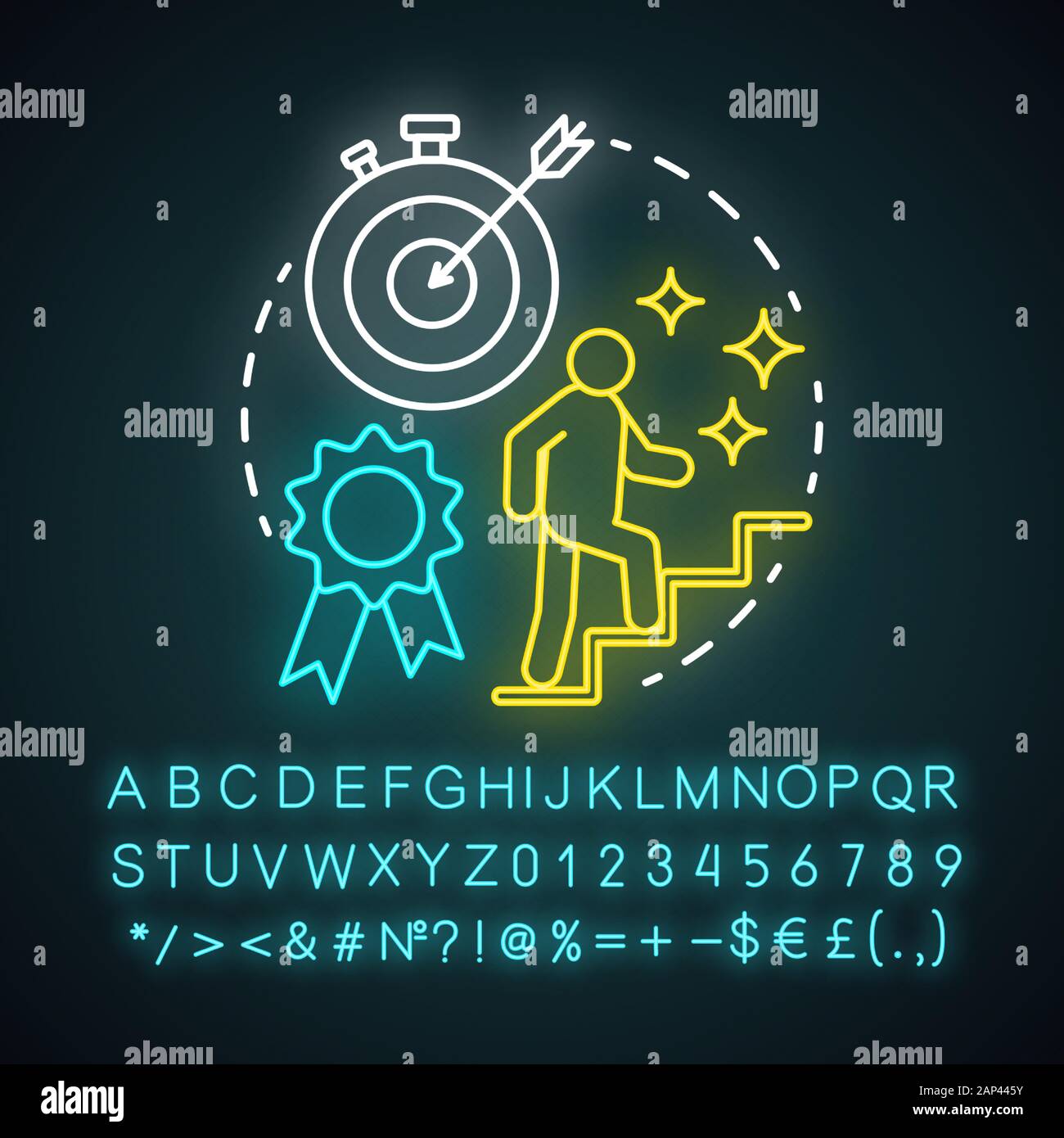 Achiever neon light concept icon. Successful person idea. Goal ...