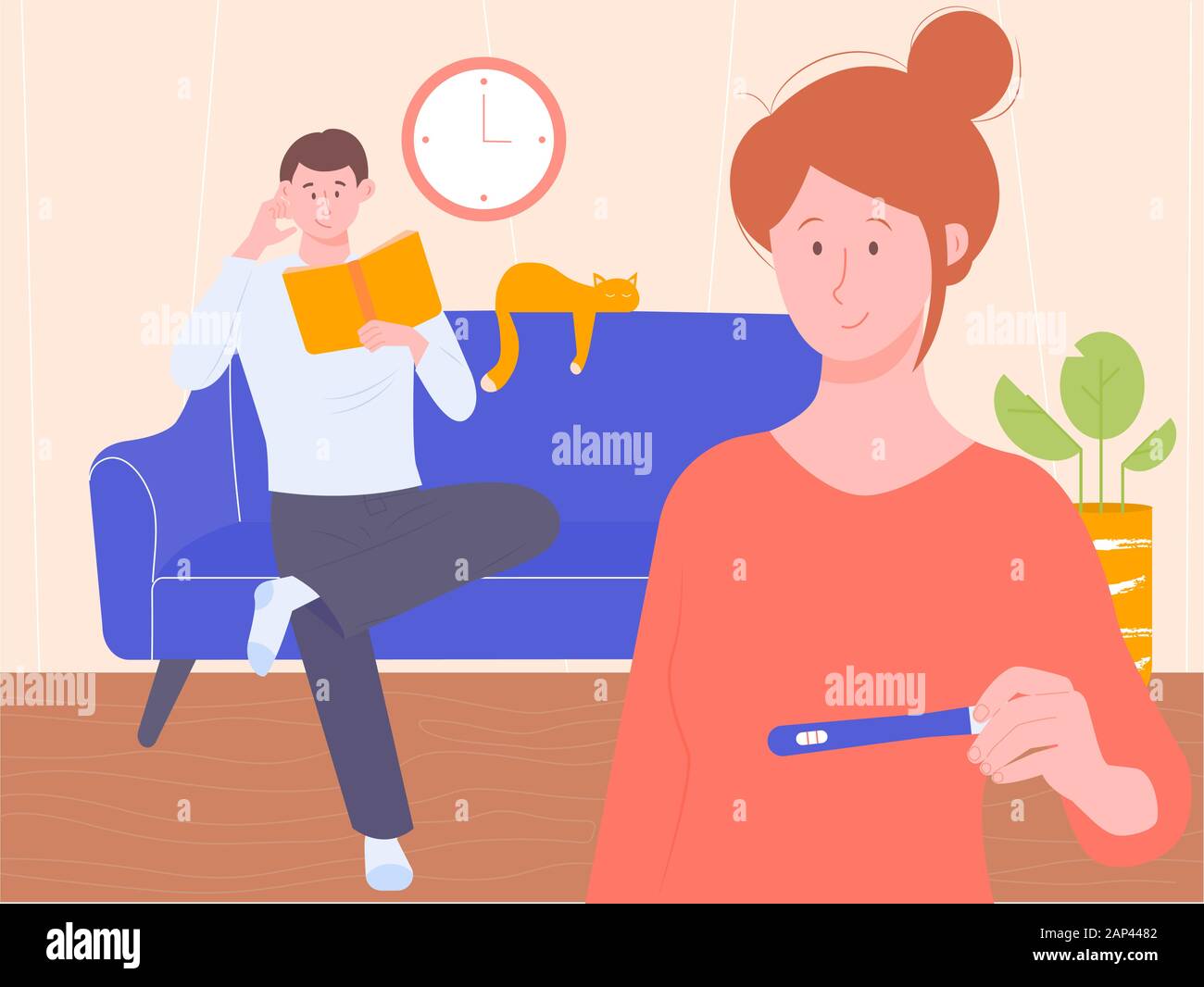 Couple positive pregnancy test Stock Vector Images - Alamy