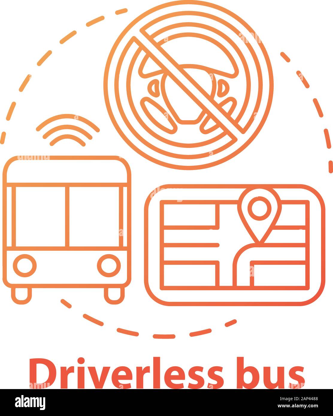 Driverless bus concept icon. Autopilot for city passenger ...