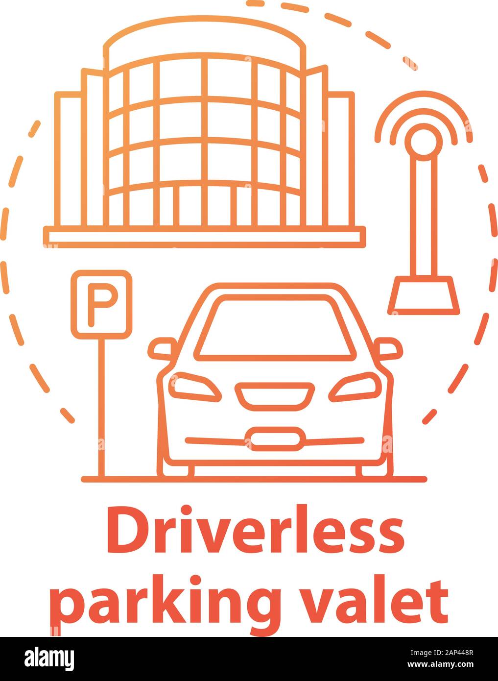 Driverless parking valet concept icon. Smart parking technology. City ...