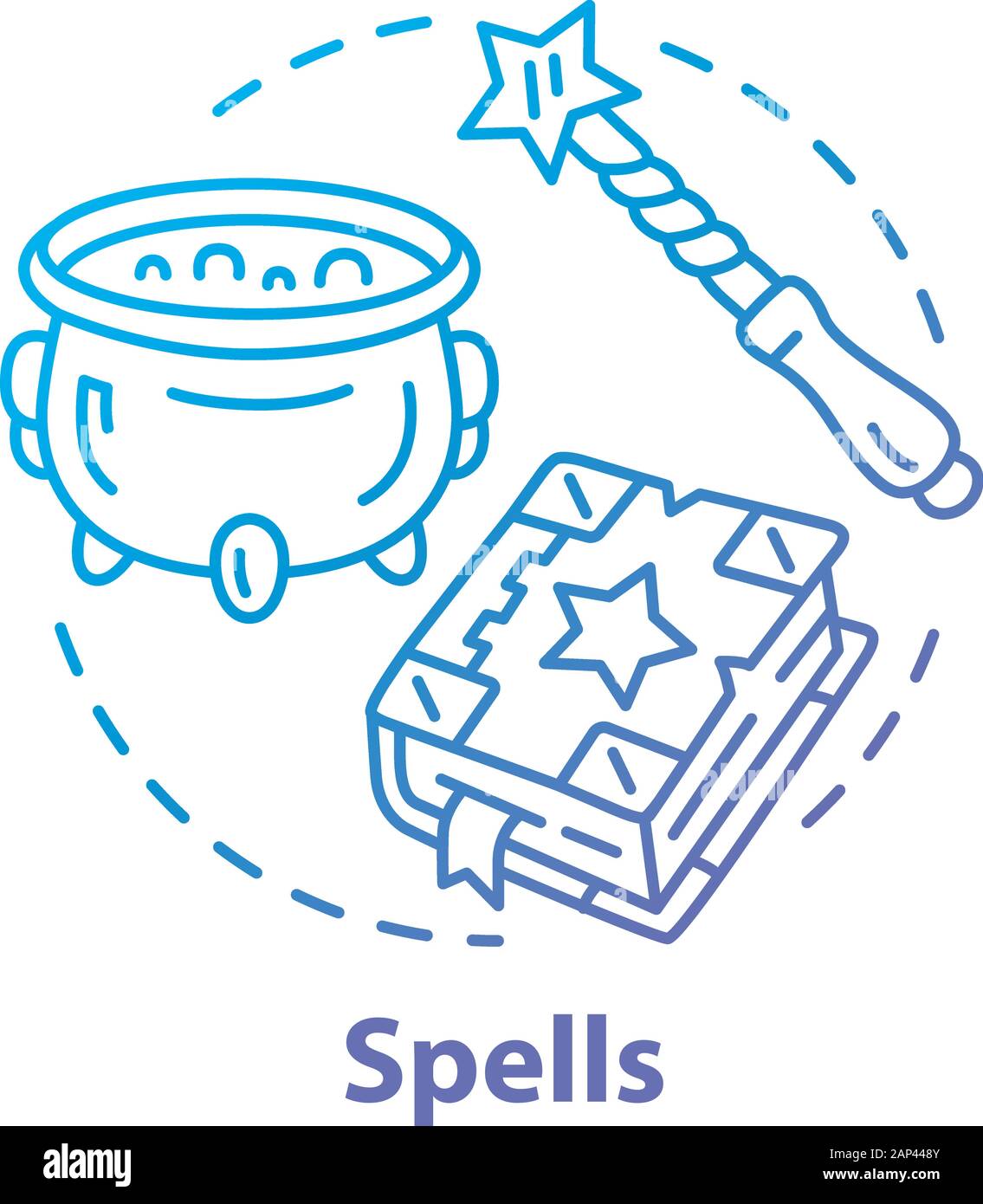 Spells concept icon. Witchcraft and wizardry idea thin line ...