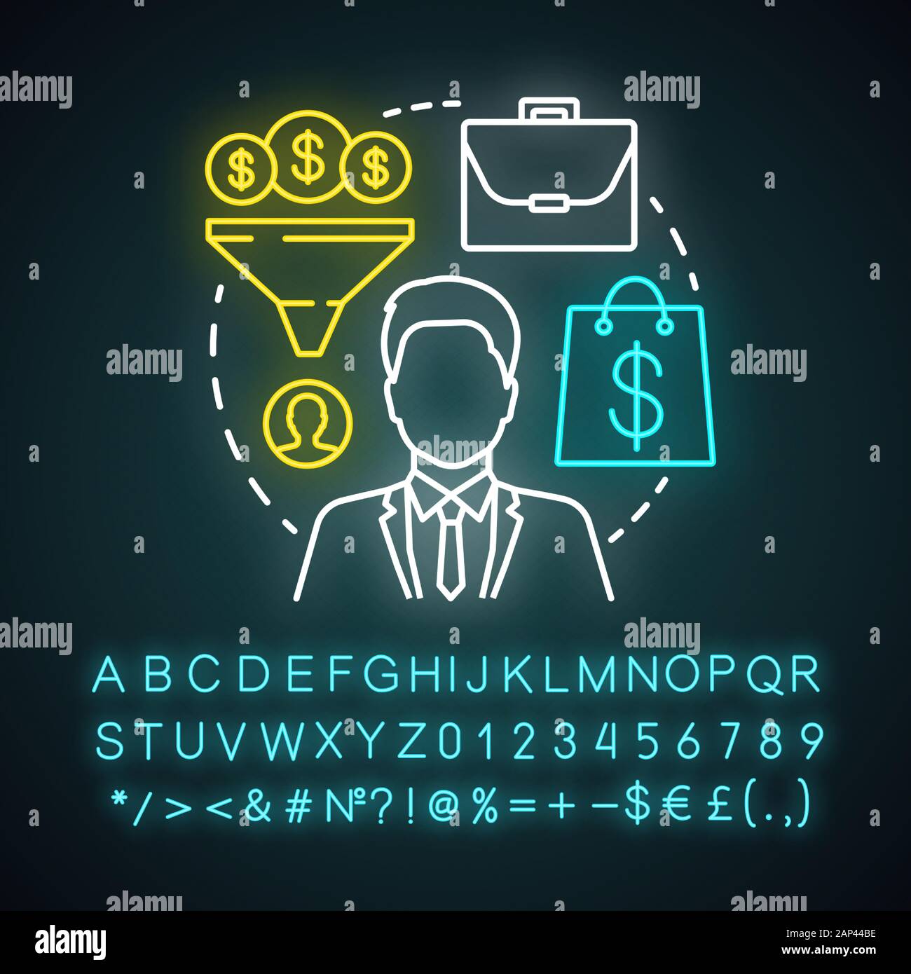 Yuppie neon light concept icon. Business person idea. Top manager ...