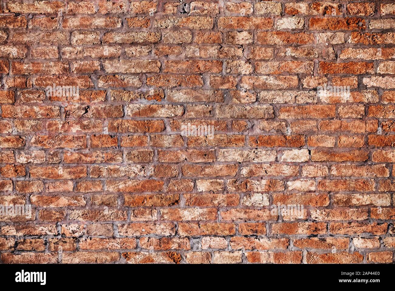 Red old brick wall texture loft grunge background. Italian masonry ...