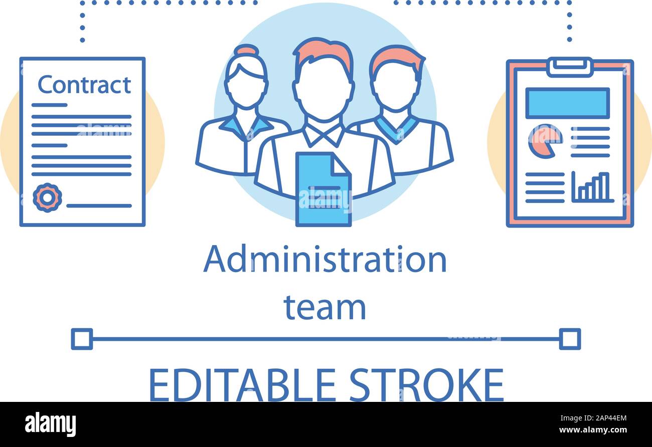 Administration team concept icon. Office managers idea thin line ...