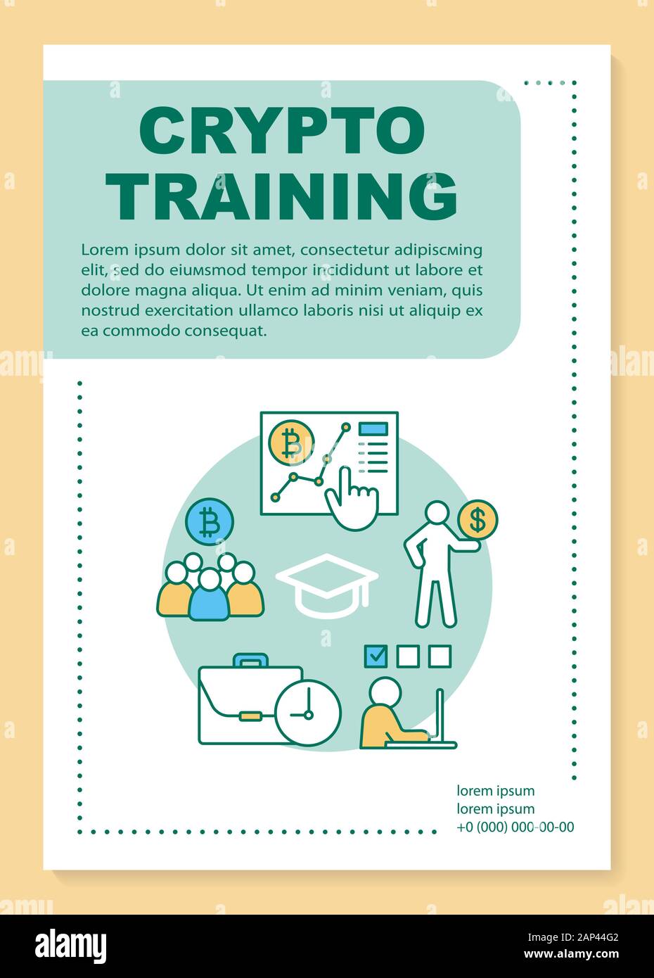 Crypto training poster template layout. Cryptocurrency trading ...