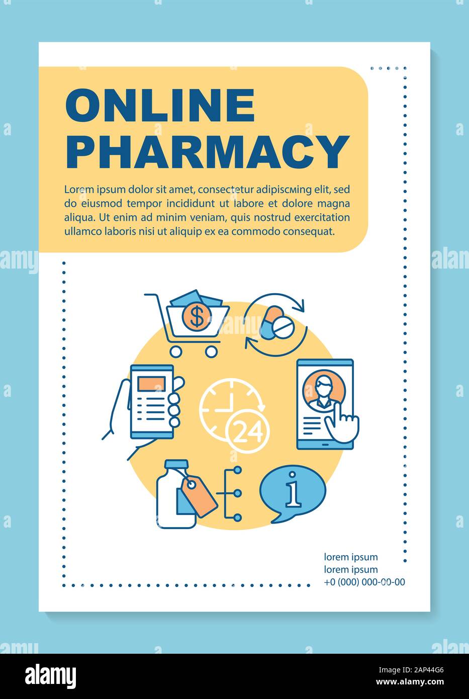 Online pharmacy poster template layout. Drugstore eshopping, ordering ...