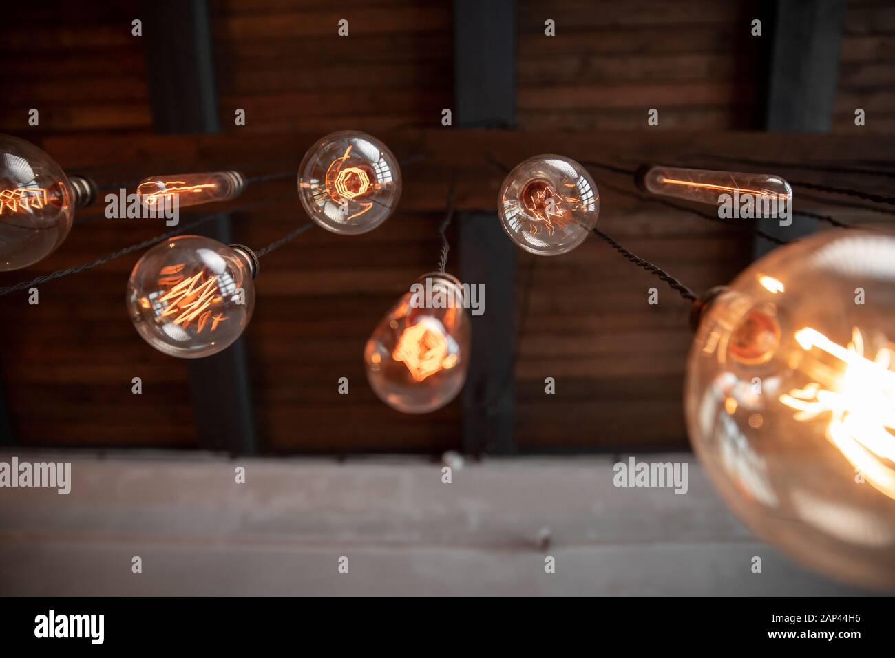 Edison lamp is included in loft room, against background of concrete ...