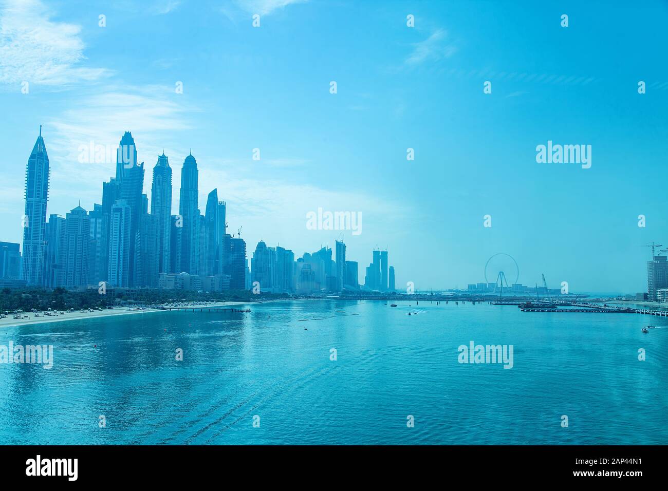 Blue Dubai daylight urban architecture cityscape panorama Stock Photo ...