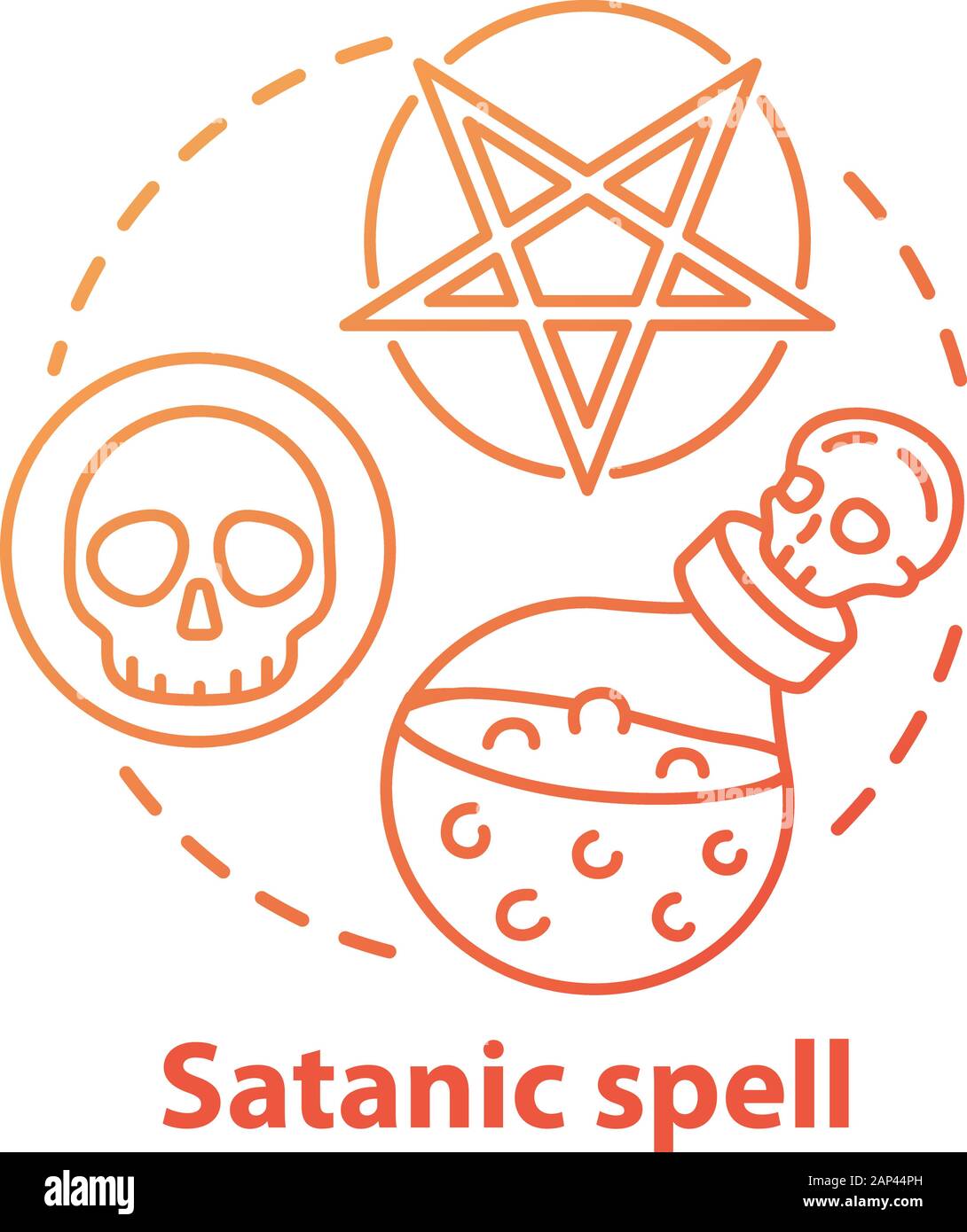 Satanic spell concept icon. Esoterics and alchemy idea thin line ...