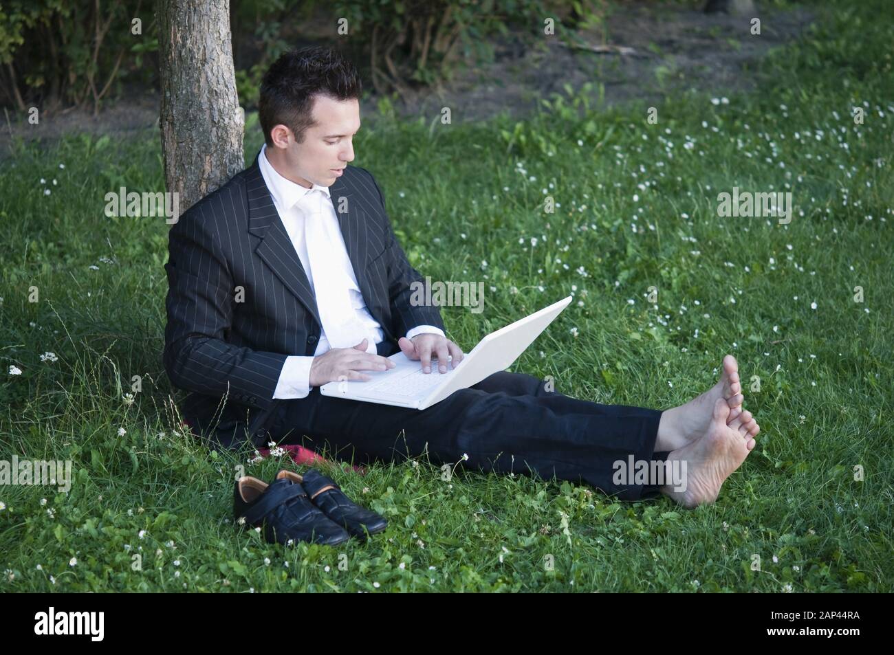 Manager im Park - Manager Working Outdoor Stock Photo - Alamy