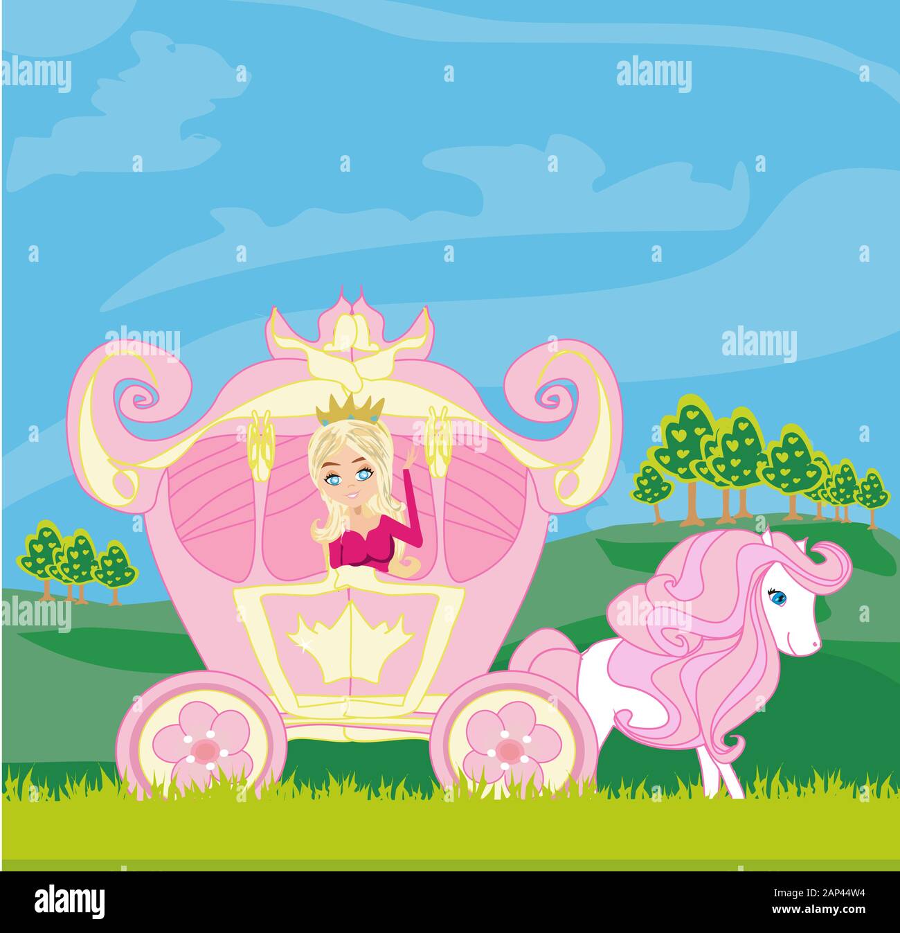 beautiful princess in the carriage Stock Photo - Alamy