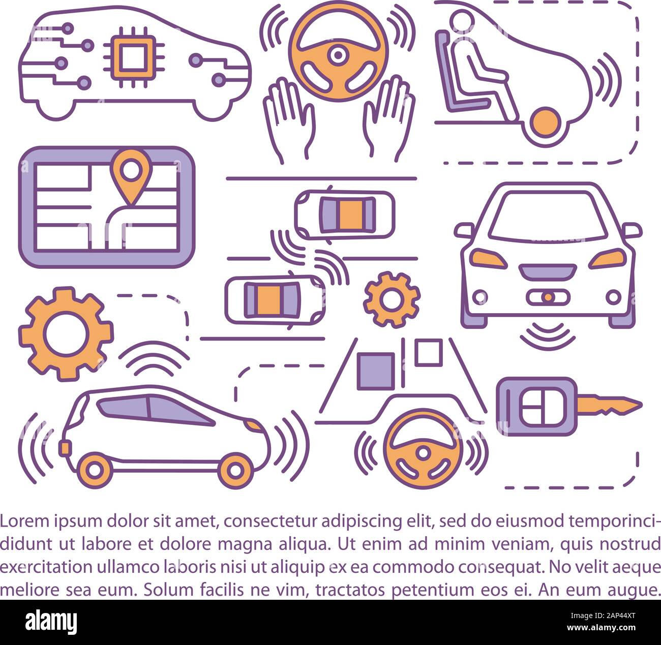 Self-driving car article page vector template. Autonomous car system ...
