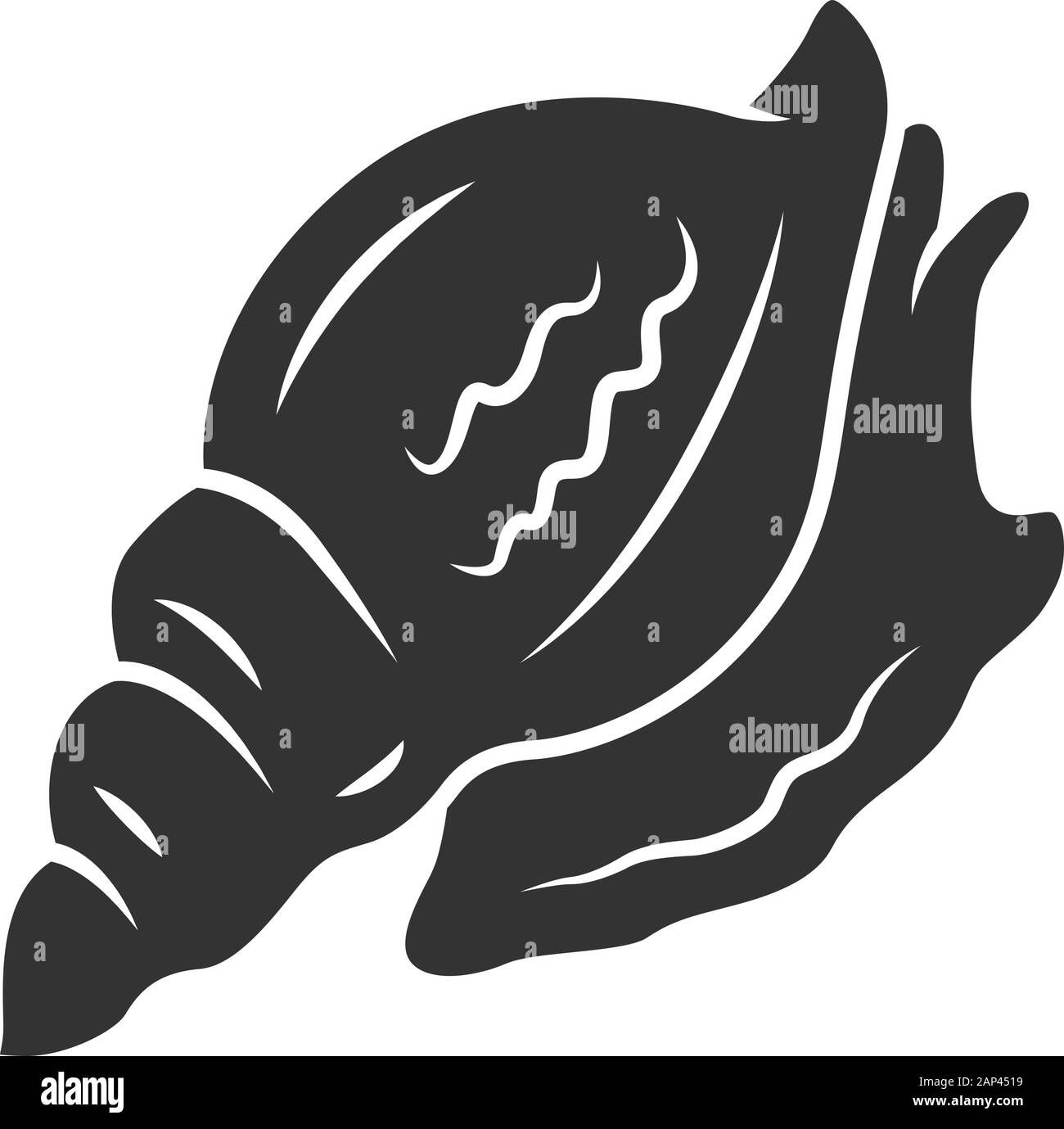 Triton glyph icon. Large mollusk with spiral shell. Tropical seashell ...