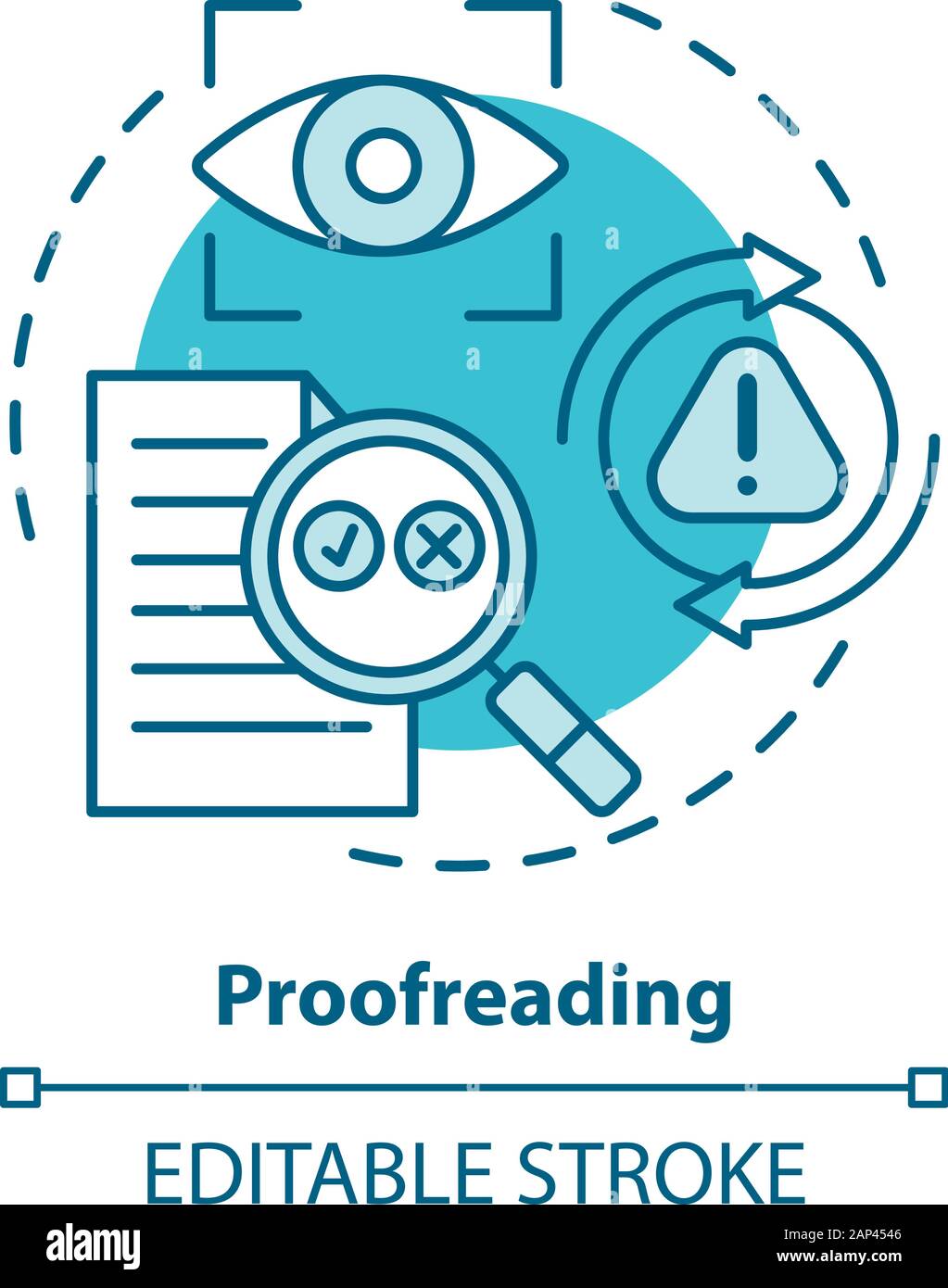 Proofreading Blue Concept Icon Text Editing Correction Process Idea