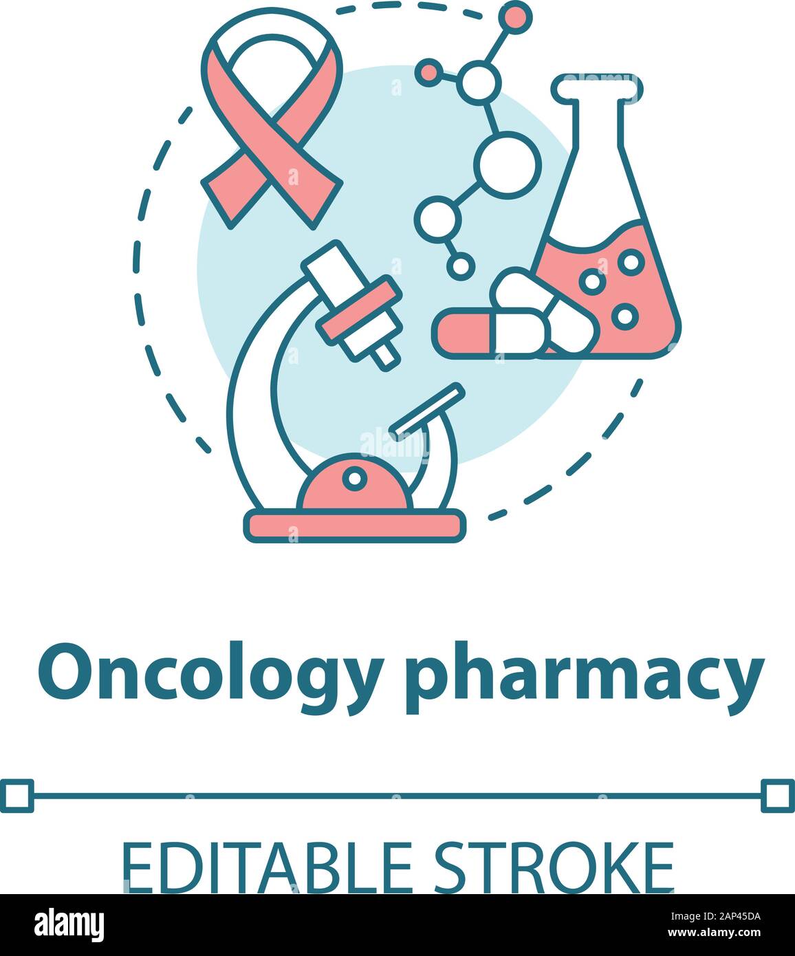 Pharmacy concept icon. Oncology medication research idea thin line ...