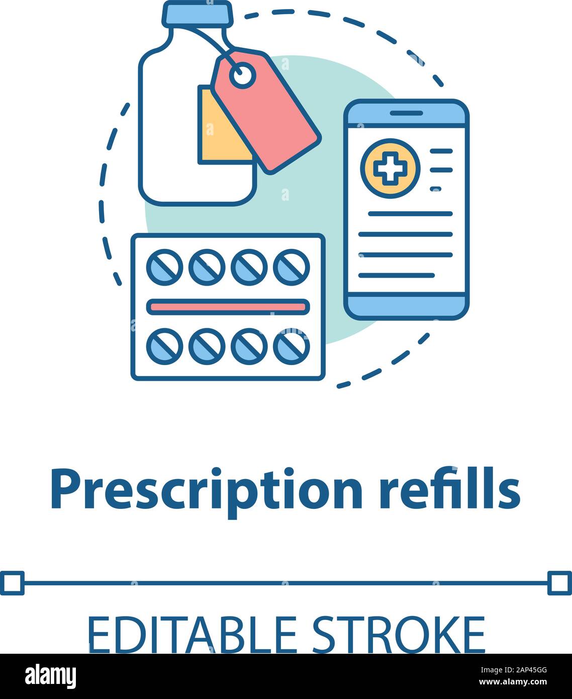 Prescription refills concept icon. Pharmacy idea thin line illustration ...