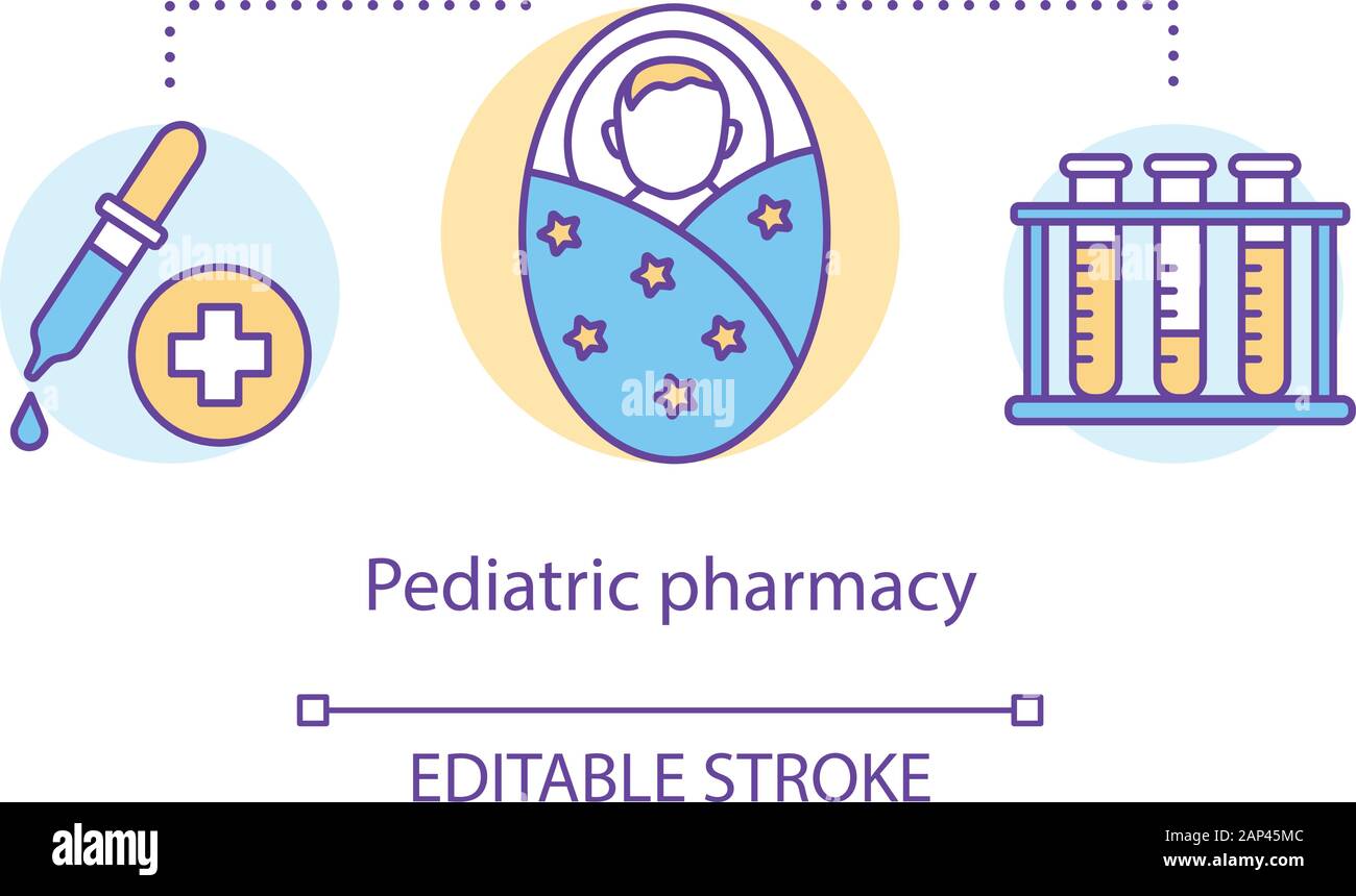 Pediatric pharmacy concept icon. Children medication treatment idea ...