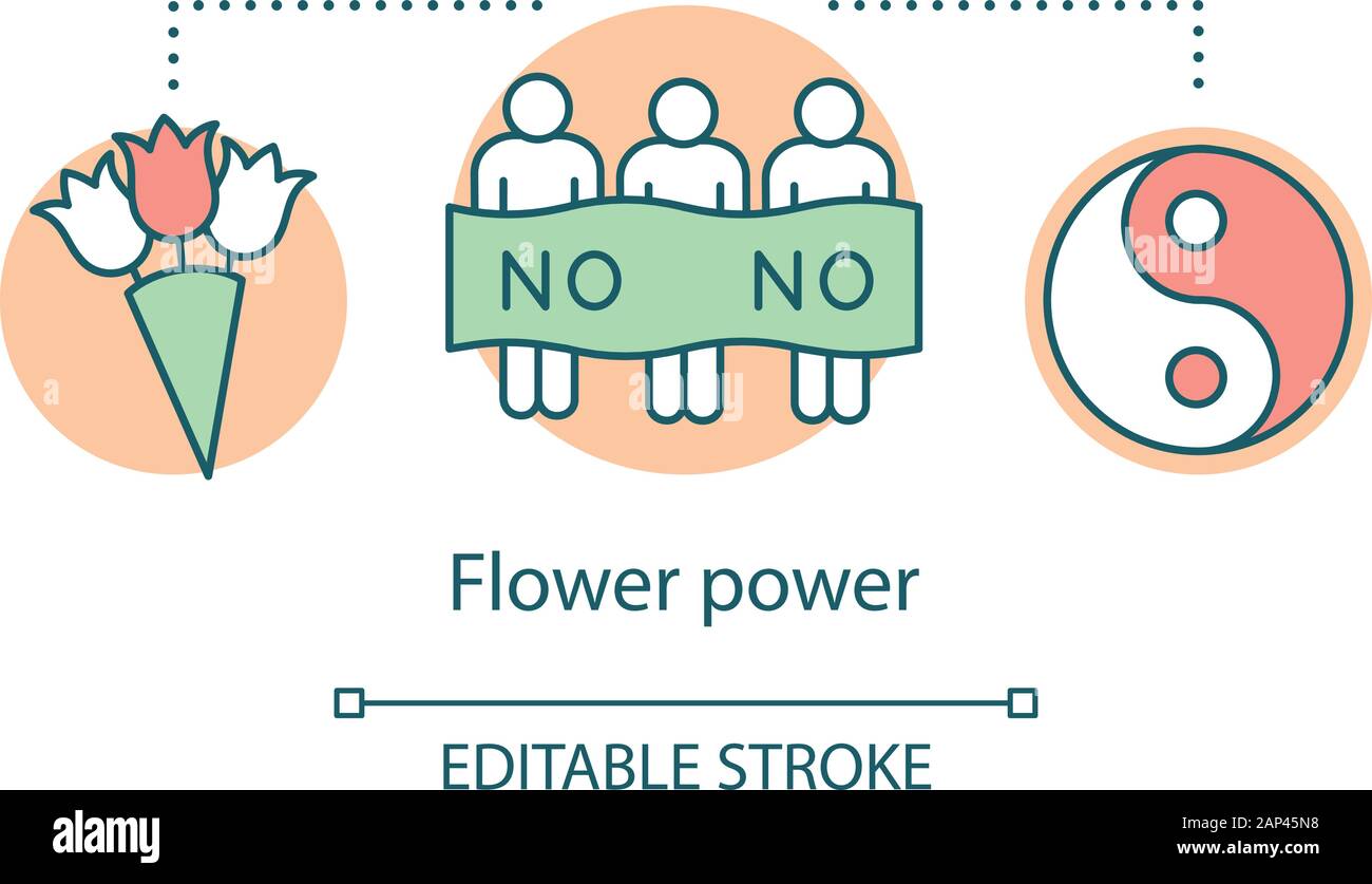 Flower power concept icon. Hippie movement, nonviolence ideology idea ...