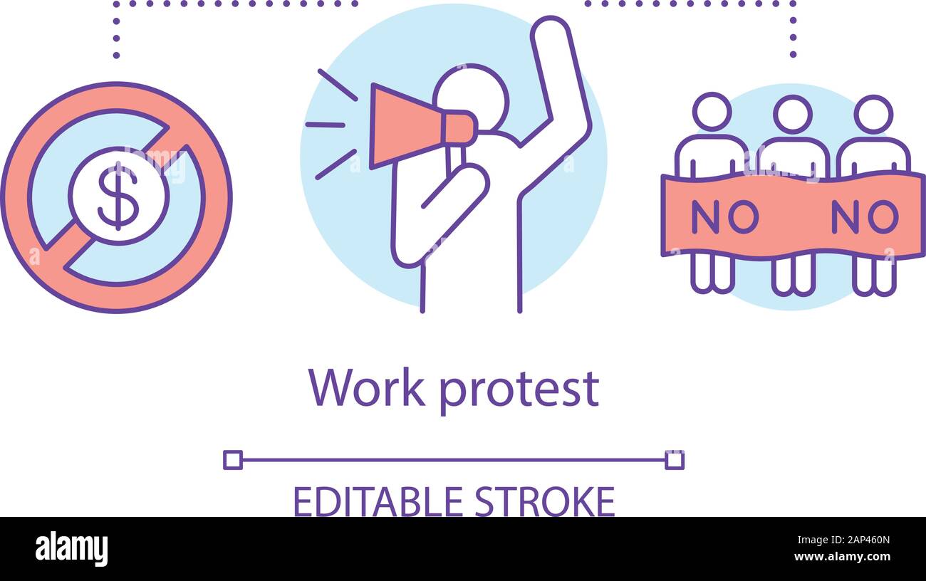 Work protest concept icon. Public strike, labor union strike idea thin ...