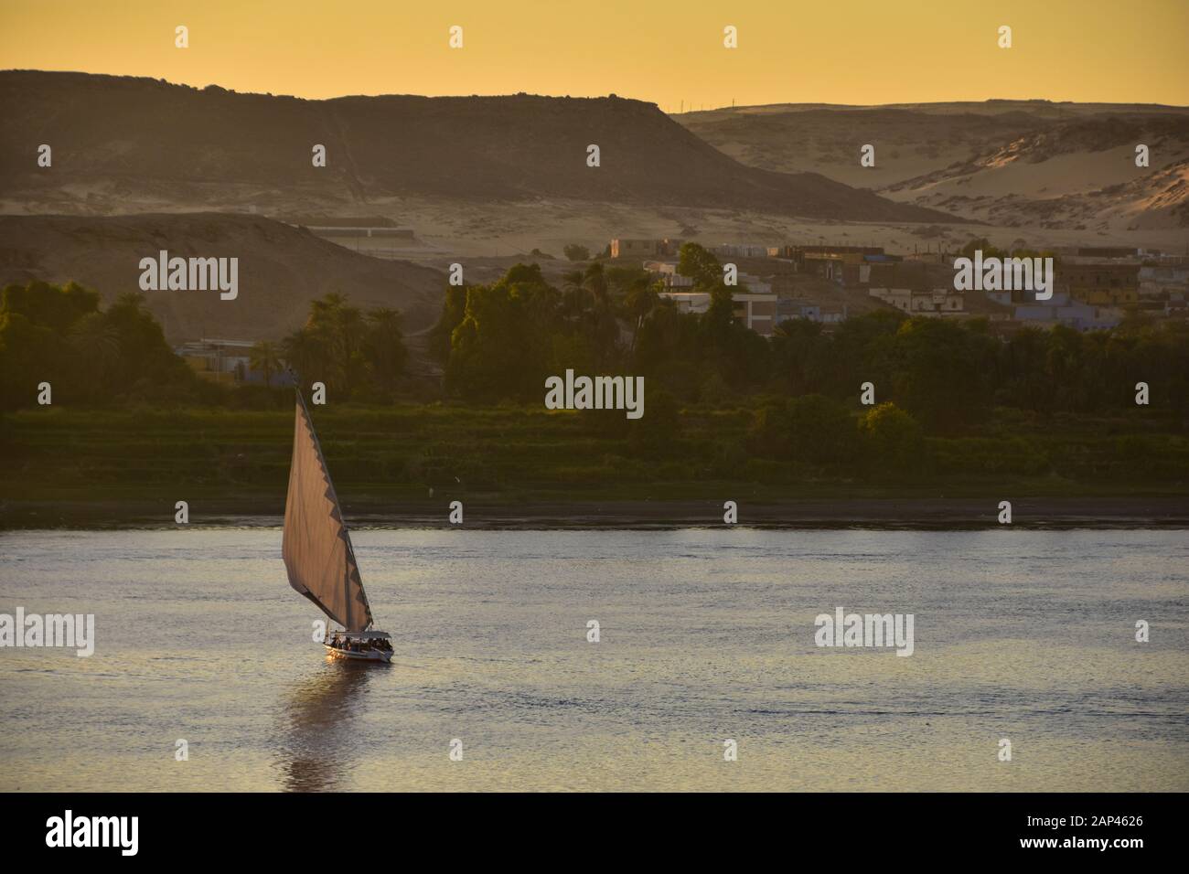 Felucca, the Egypt's traditional wooden boat, in the Nile Stock Photo ...
