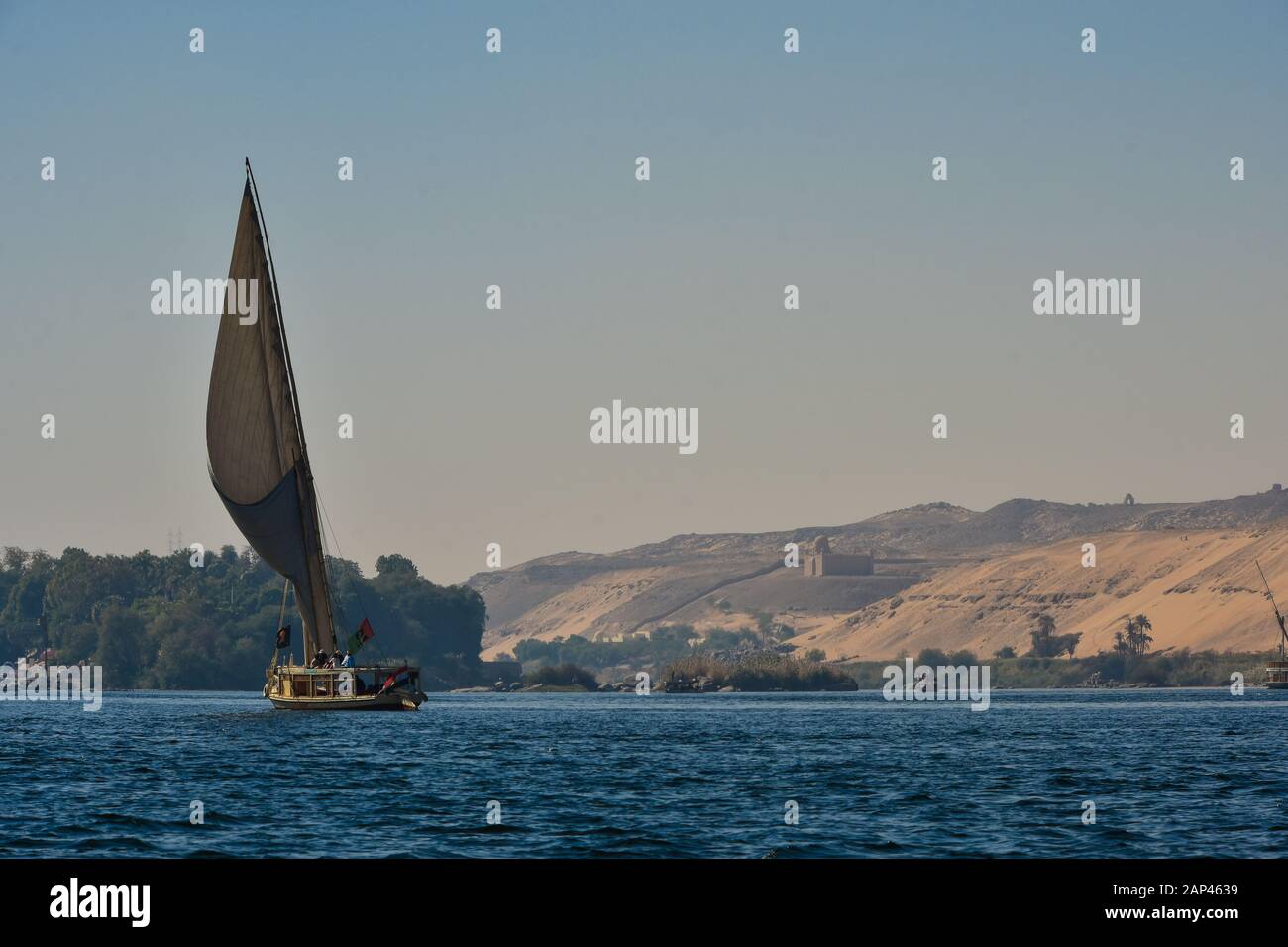 Felucca, the Egypt's traditional wooden boat, in the Nile Stock Photo ...