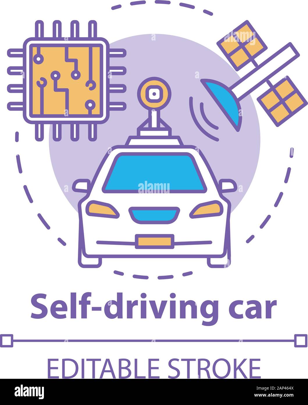 Self-driving car concept icon. Driverless, robotic automobile. Auto ...