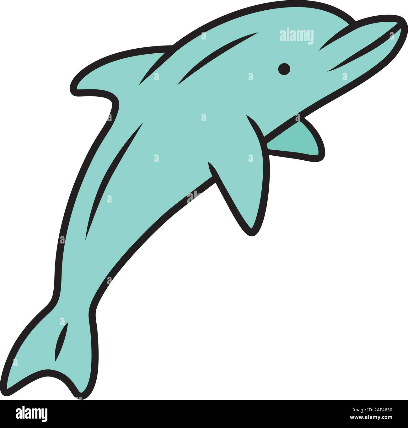 Dolphin blue color icon. Undersea world. High intelligent water ...