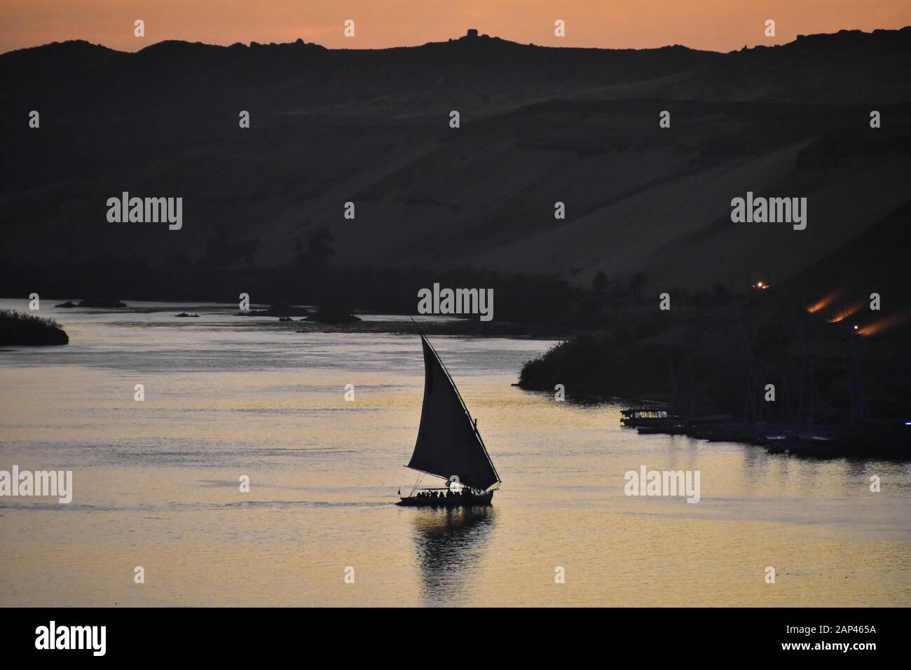 Felucca, the Egypt's traditional wooden boat, in the Nile Stock Photo ...