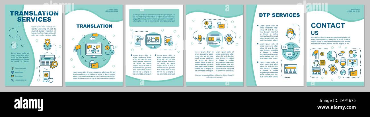 Translation services brochure template layout. Audio transcription ...