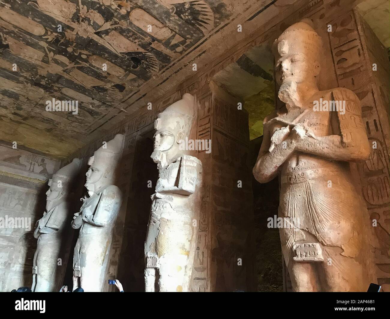 Statues of Ramses II inside the great temple at Abu Simbel, Egypt Stock ...