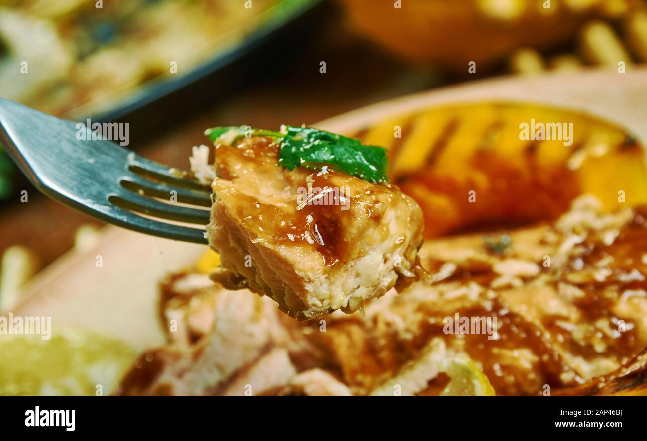 Whisky Salmon, salmon fillets are grilled hot and fast with a sweet ...
