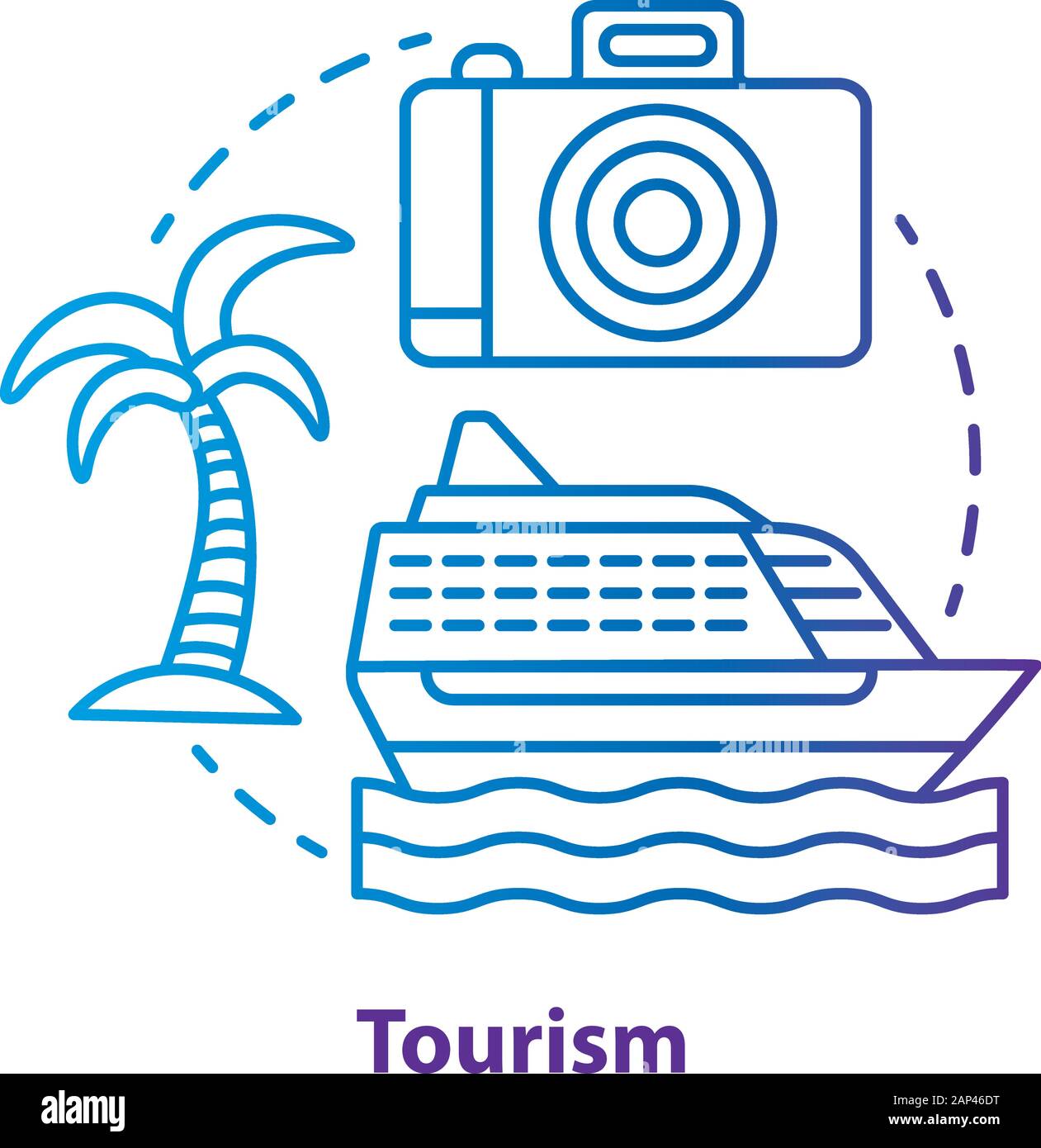 Tourism blue concept icon. Hospitality industry idea thin line ...