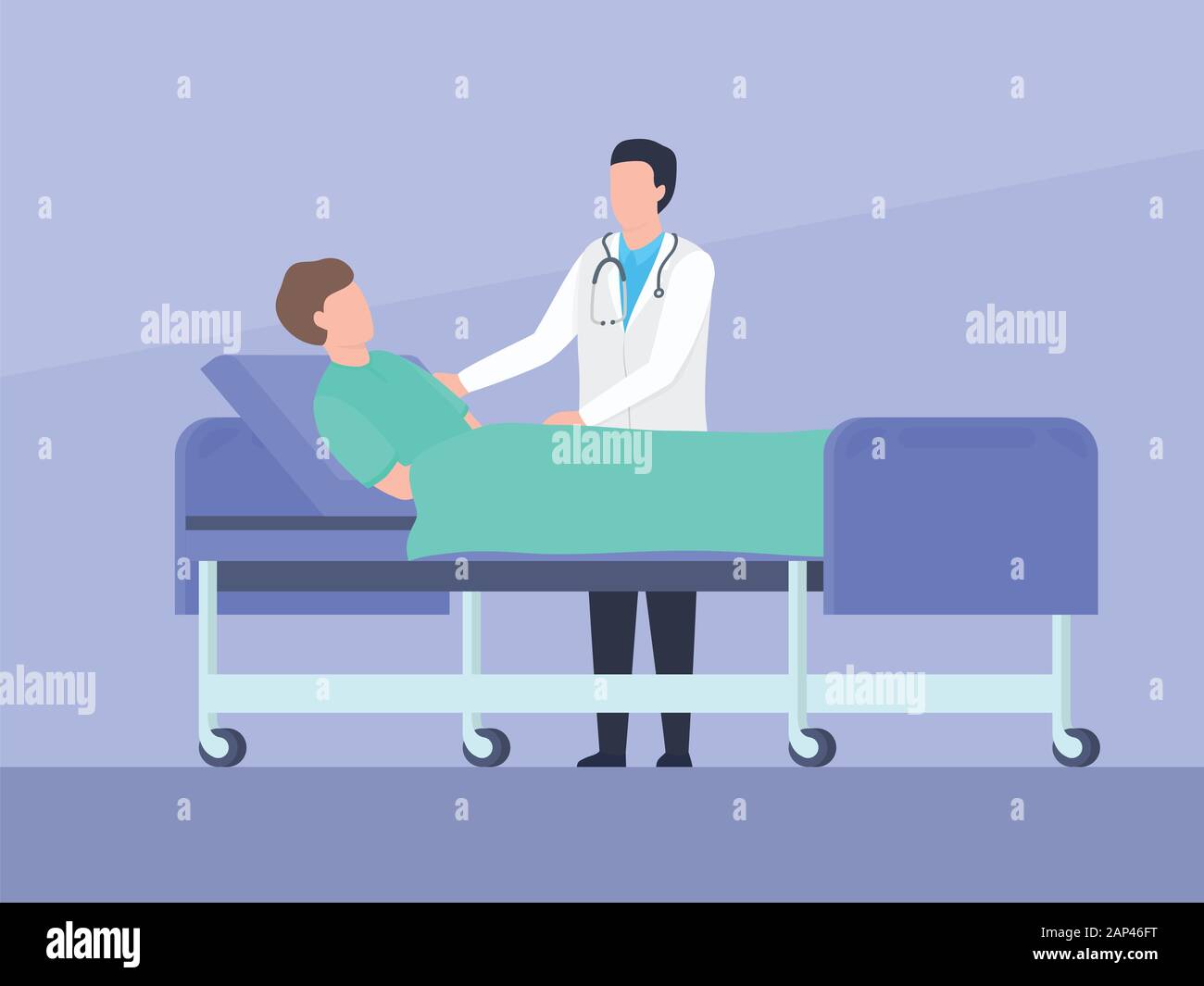 doctor examining patients condition recovery who laying on bed with ...