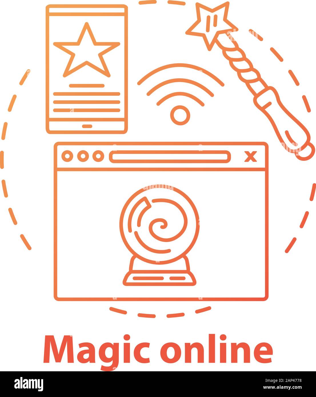Magic online concept icon. Modern esoterics idea thin line illustration ...