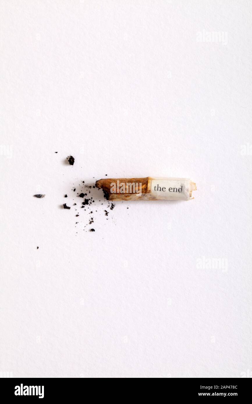 Roll-up Tobacco Joint with 'TheEnd' on Butt Stock Photo - Alamy